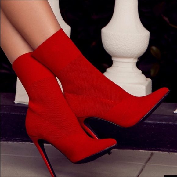 Brash | Shoes | Brash Pointedtoe Sock Boot Heels Party Red | Poshmark
